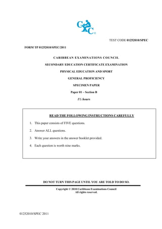 Csec physical education and sport syllabus | PDF