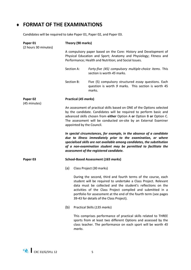 Csec physical education and sport syllabus | PDF