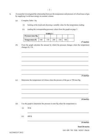 Csec physics june 2012 p032 | PDF