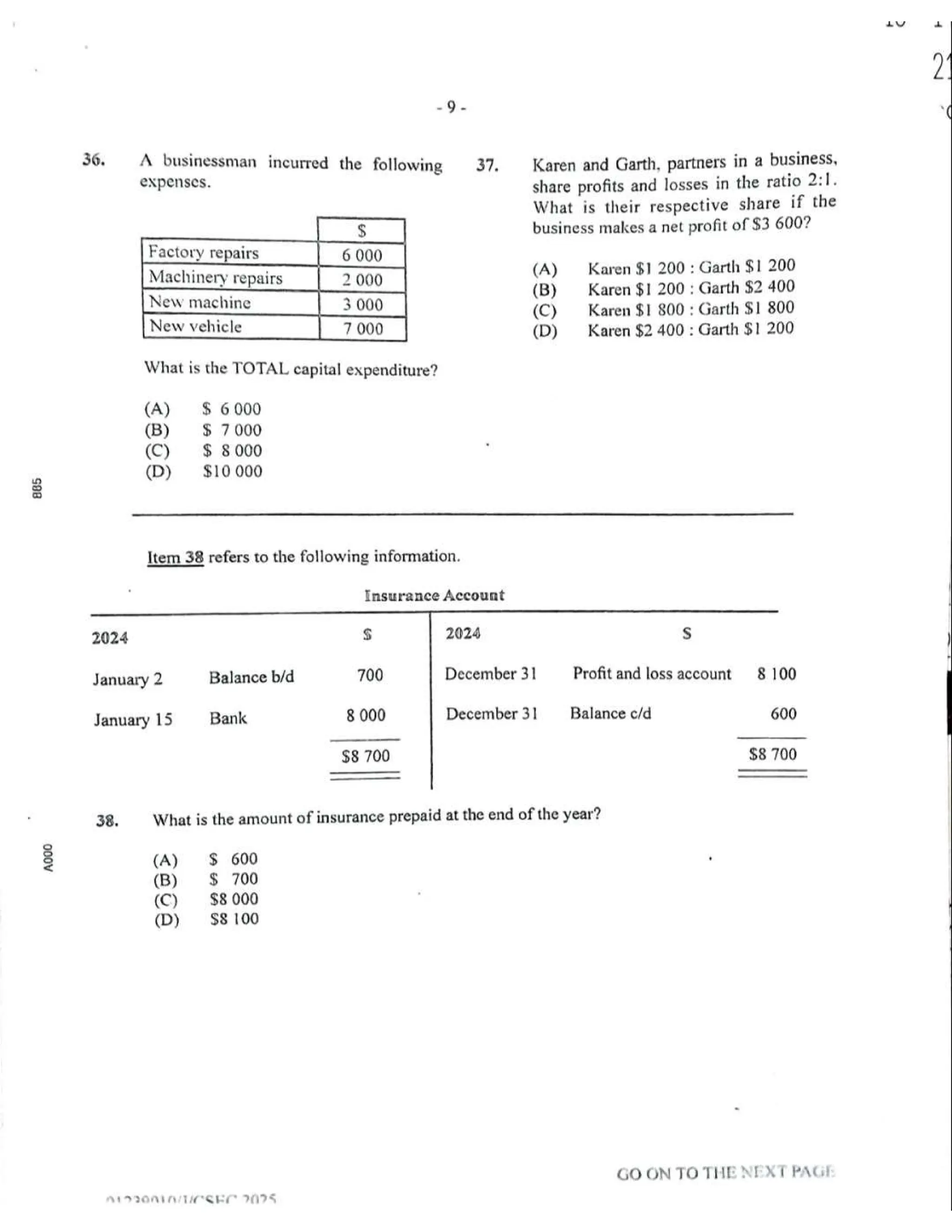 CSEC Principles of Accounts. Past paper Paper One2025 | PDF