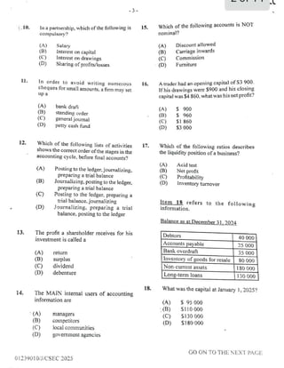 CSEC Principles of Accounts. Past paper Paper One2025 | PDF