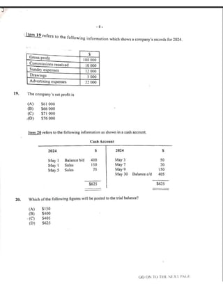 CSEC Principles of Accounts. Past paper Paper One2025 | PDF