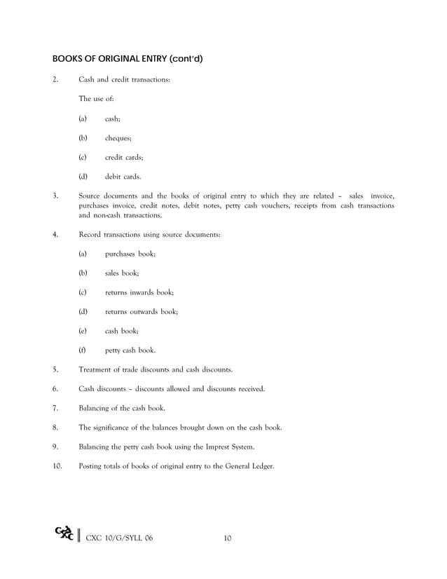 Csec principles of accounts syllabus | PDF | Business Accounting ...