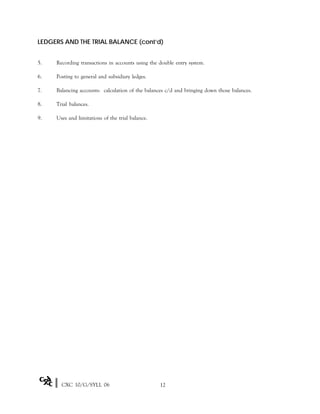 Csec principles of accounts syllabus | PDF