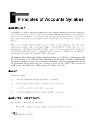 Csec principles of accounts syllabus | PDF