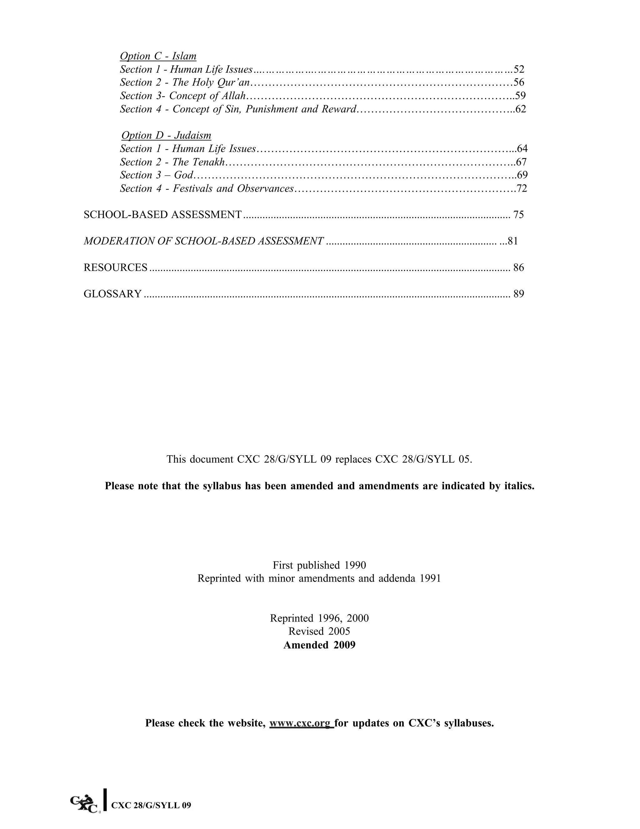 Csec religious education syllabus | PDF