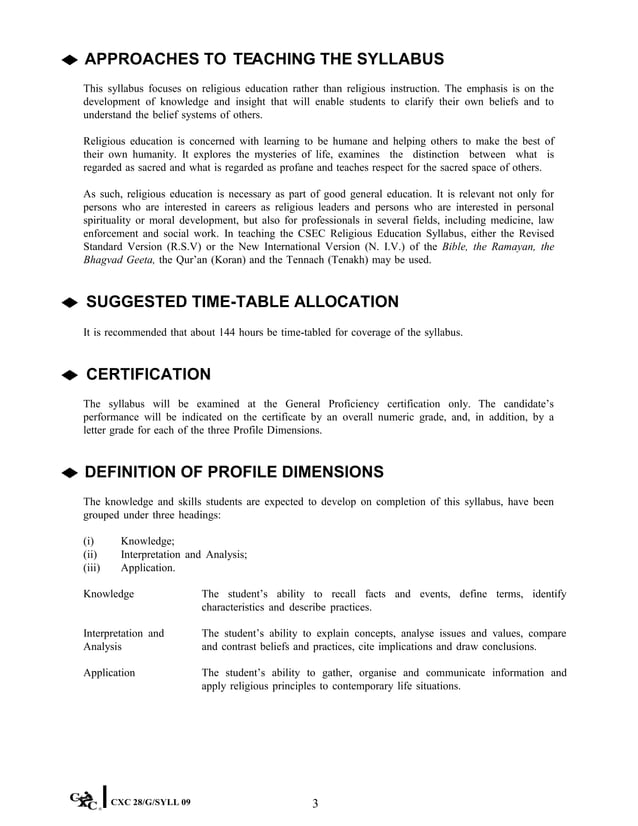 Csec religious education syllabus | PDF | Educational Assessment ...