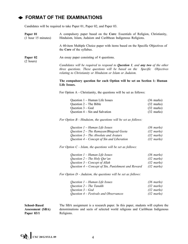 Csec religious education syllabus | PDF | Educational Assessment ...