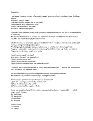 Csec social studies multiple choice questions | DOCX