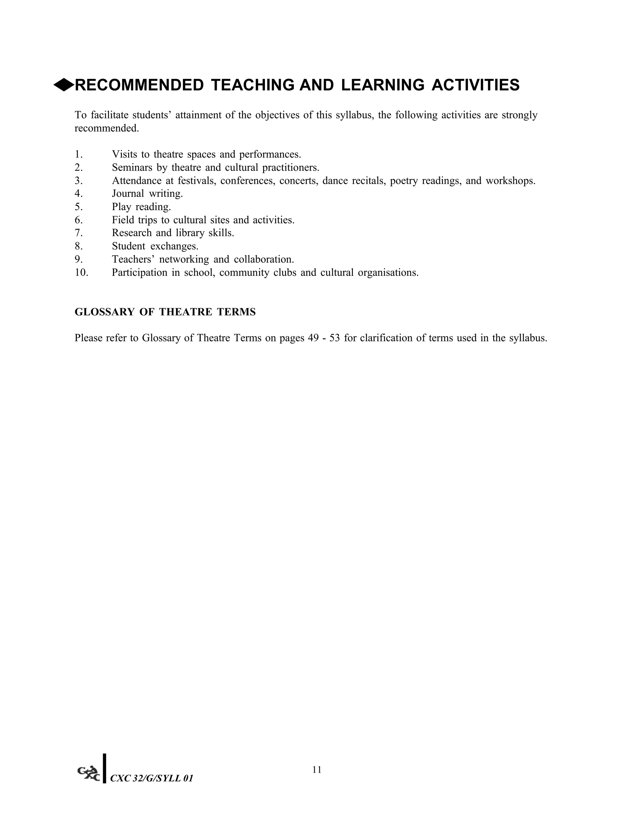 Csec theatre arts syllabus | PDF