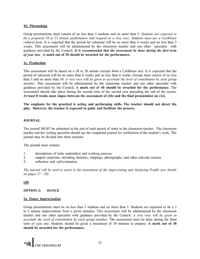 Csec theatre arts syllabus | PDF | Theater | Fine Art