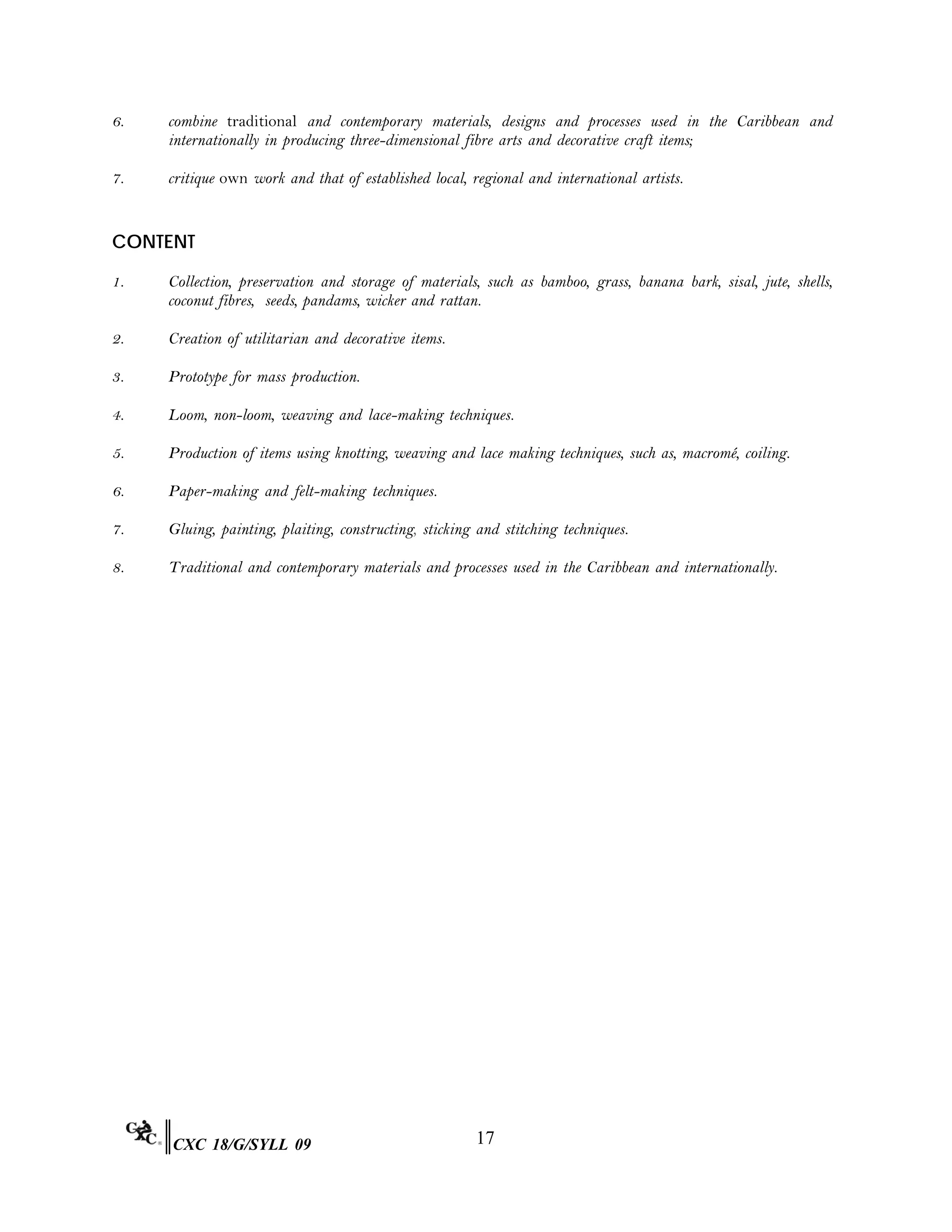 Csec visual arts syllabus | PDF