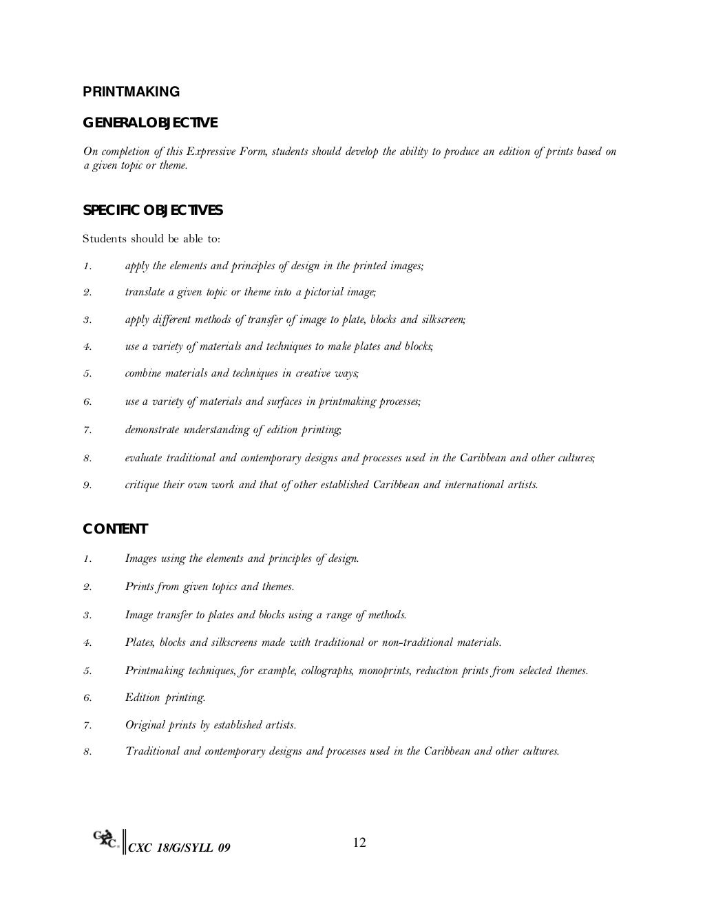 Csec Visual Arts Syllabus csec-visual-arts-syllabus
