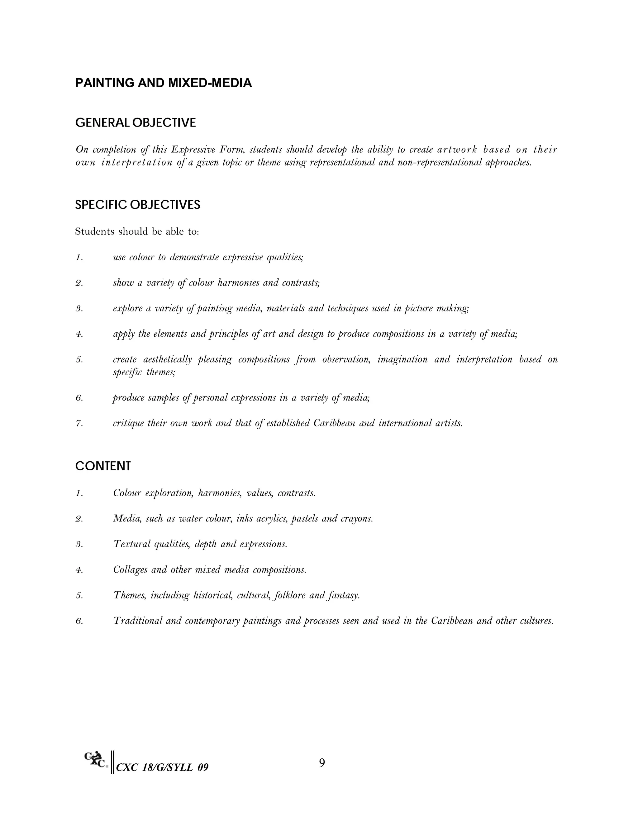 Csec visual arts syllabus | PDF