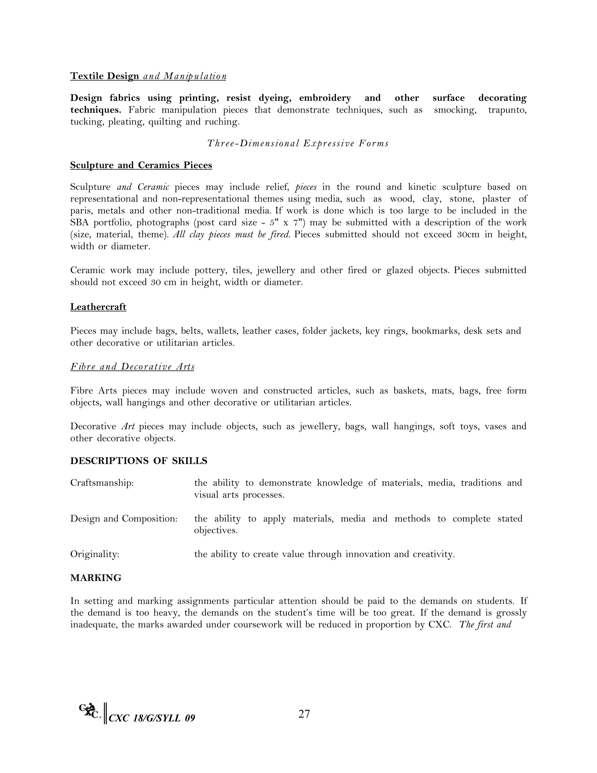 Csec visual arts syllabus | PDF