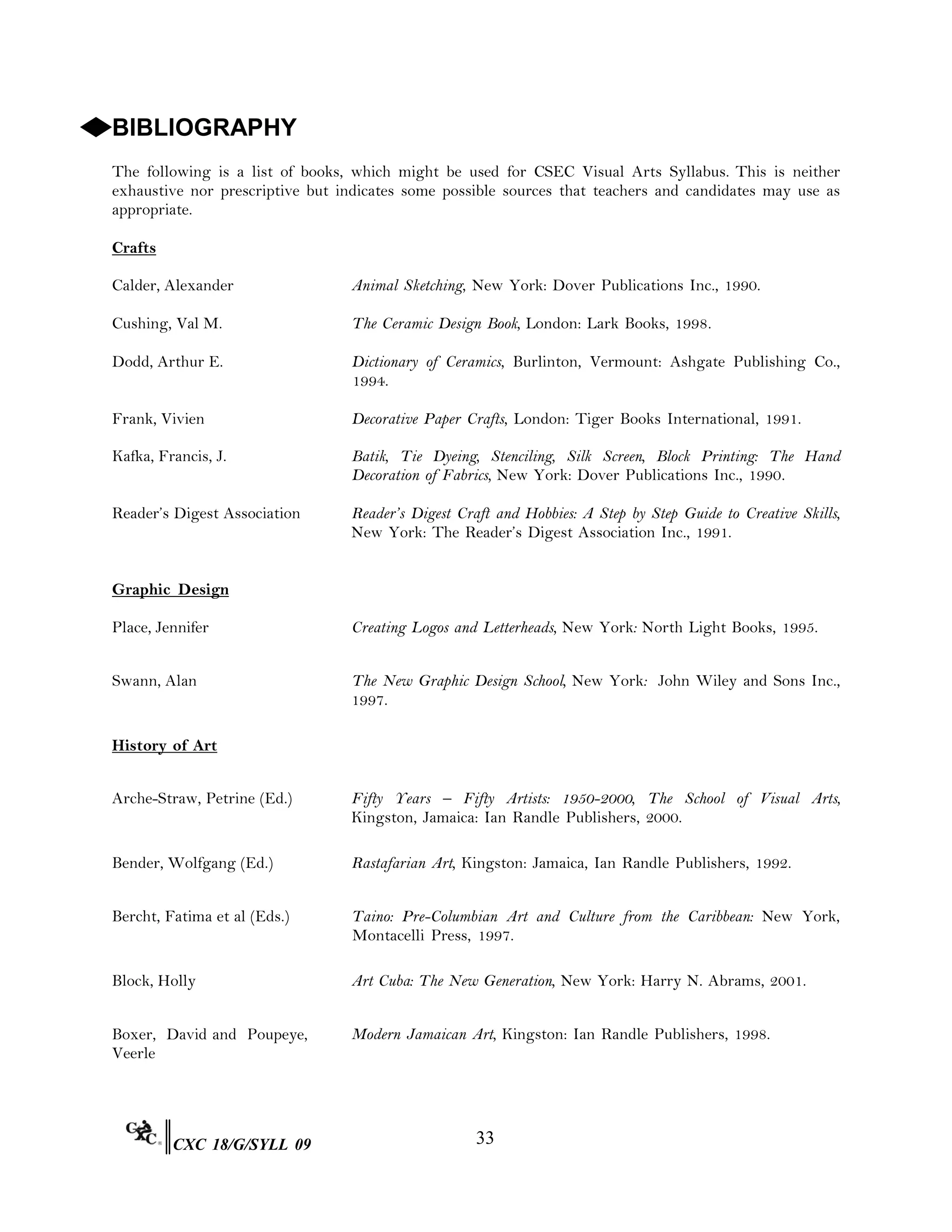 Csec visual arts syllabus | PDF