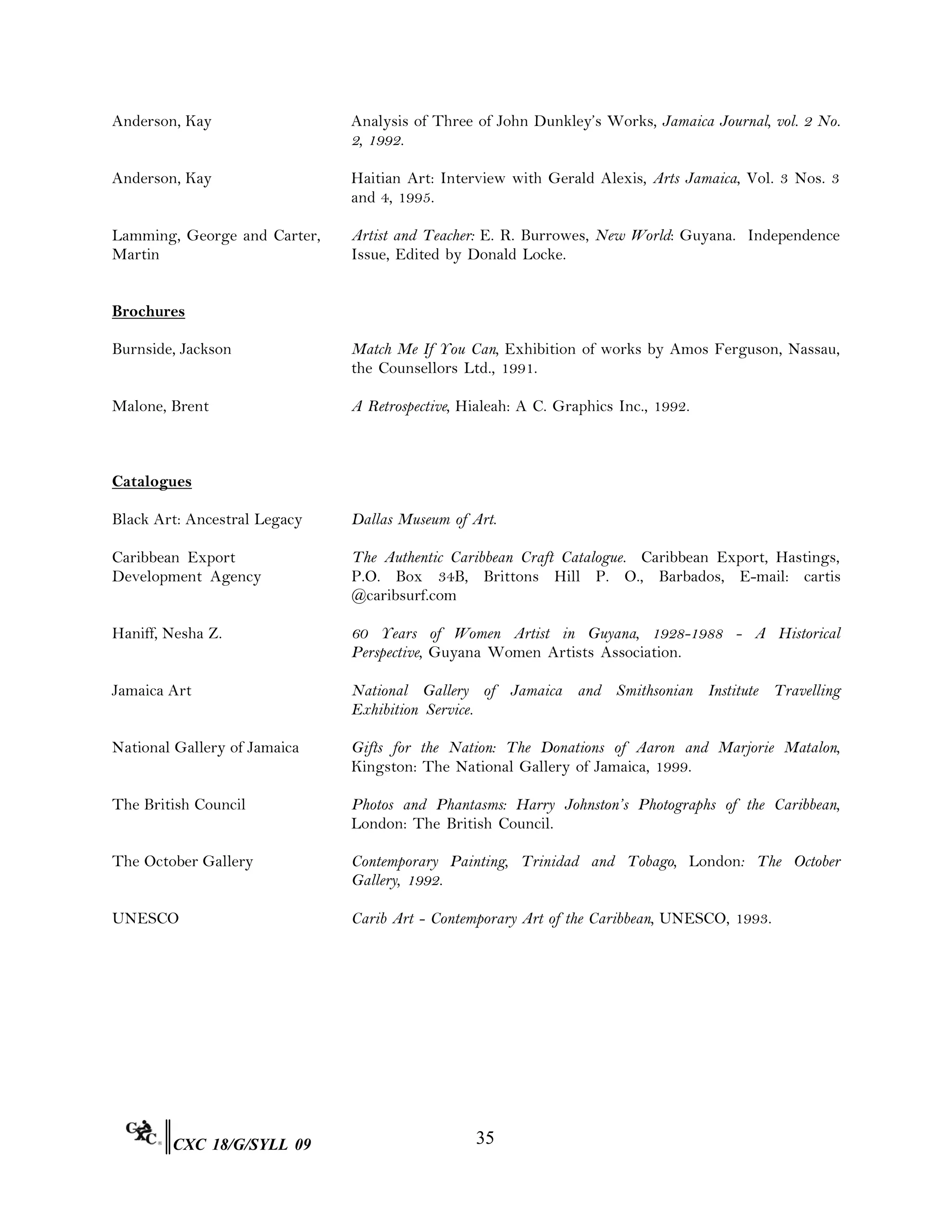 Csec visual arts syllabus | PDF