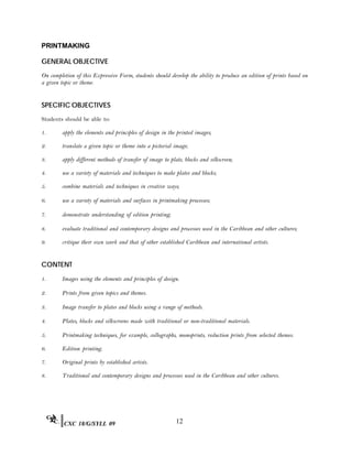 Csec visual arts syllabus | PDF