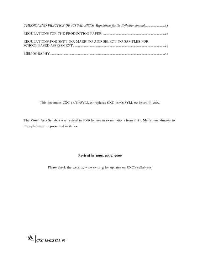 Csec visual arts syllabus | PDF