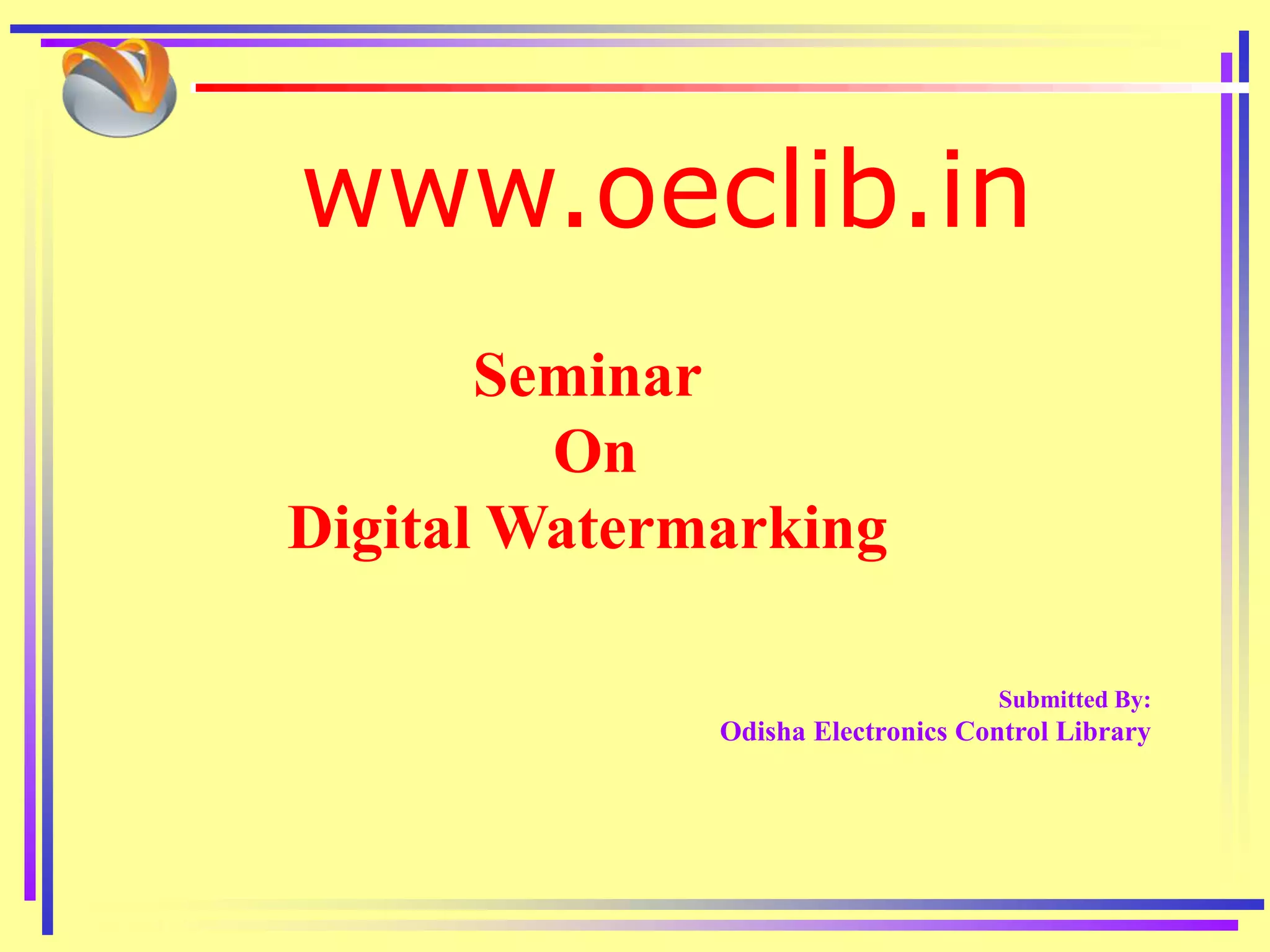 Digital Watermarking Report | PPTX