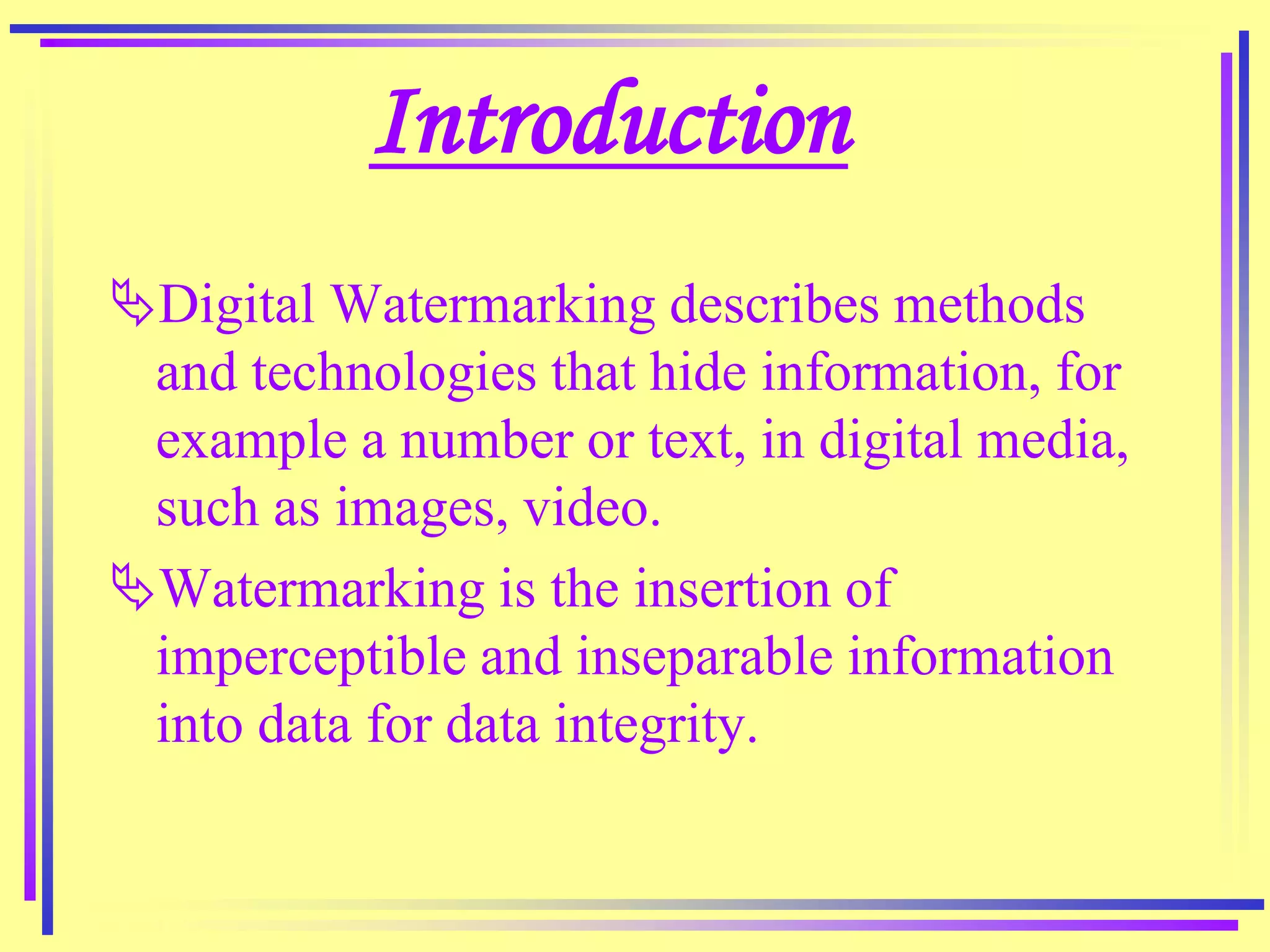 Digital Watermarking Report | PPTX