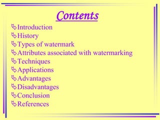 Digital Watermarking Report | PPTX