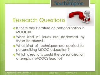 CSEDU2015 - MOOC Personalisation | PPTX