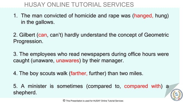 CSE ENG 1.pptx.Language Proficiency.Correct Usage of Words | PPTX ...