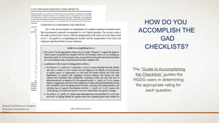 CSE_GAD-CHECKLIST for designing and evaluation of education project | PPT