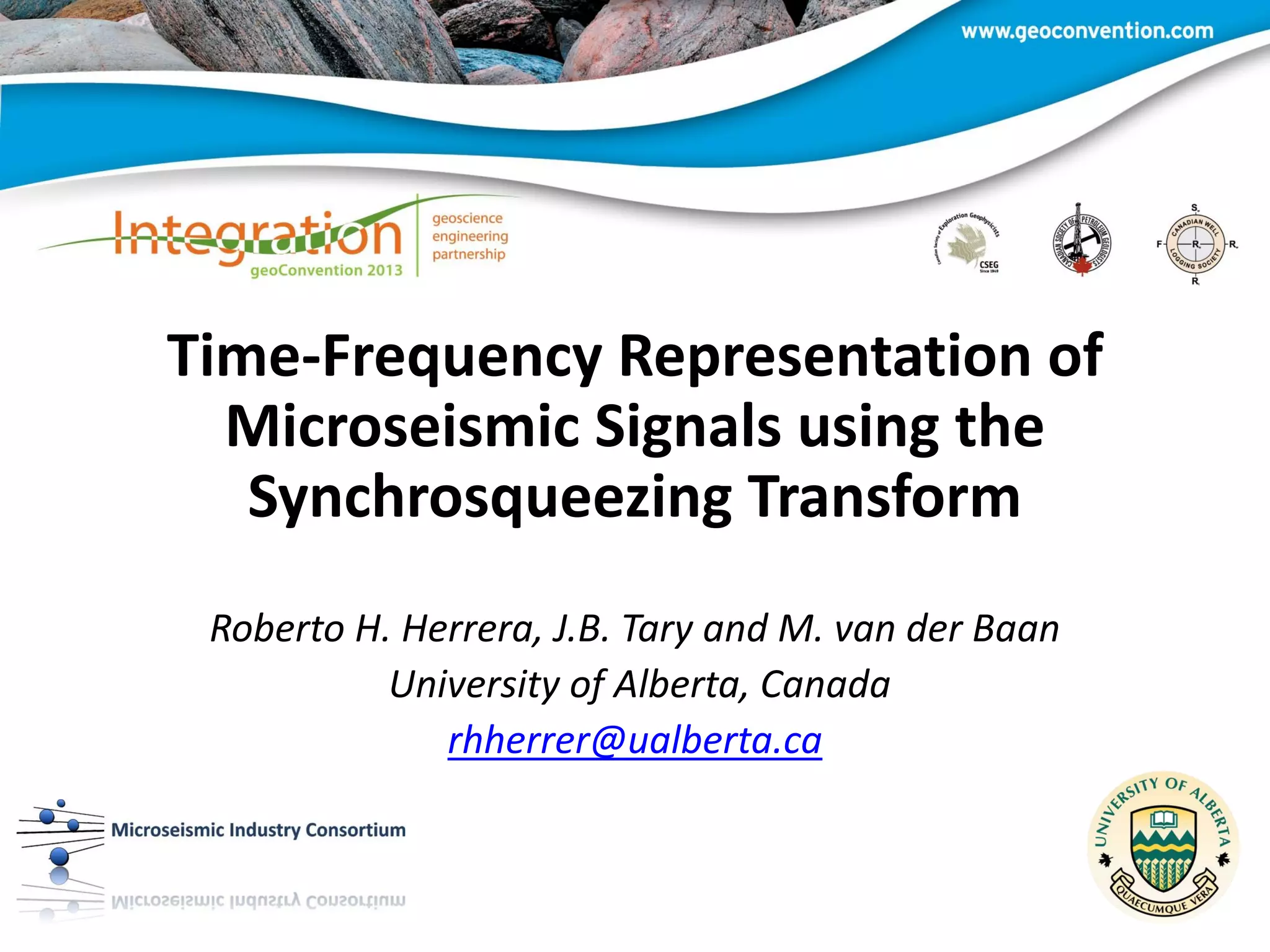 Time-Frequency Representation of Microseismic Signals using the SST | PDF