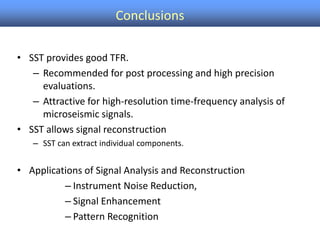 Time-Frequency Representation of Microseismic Signals using the SST | PDF