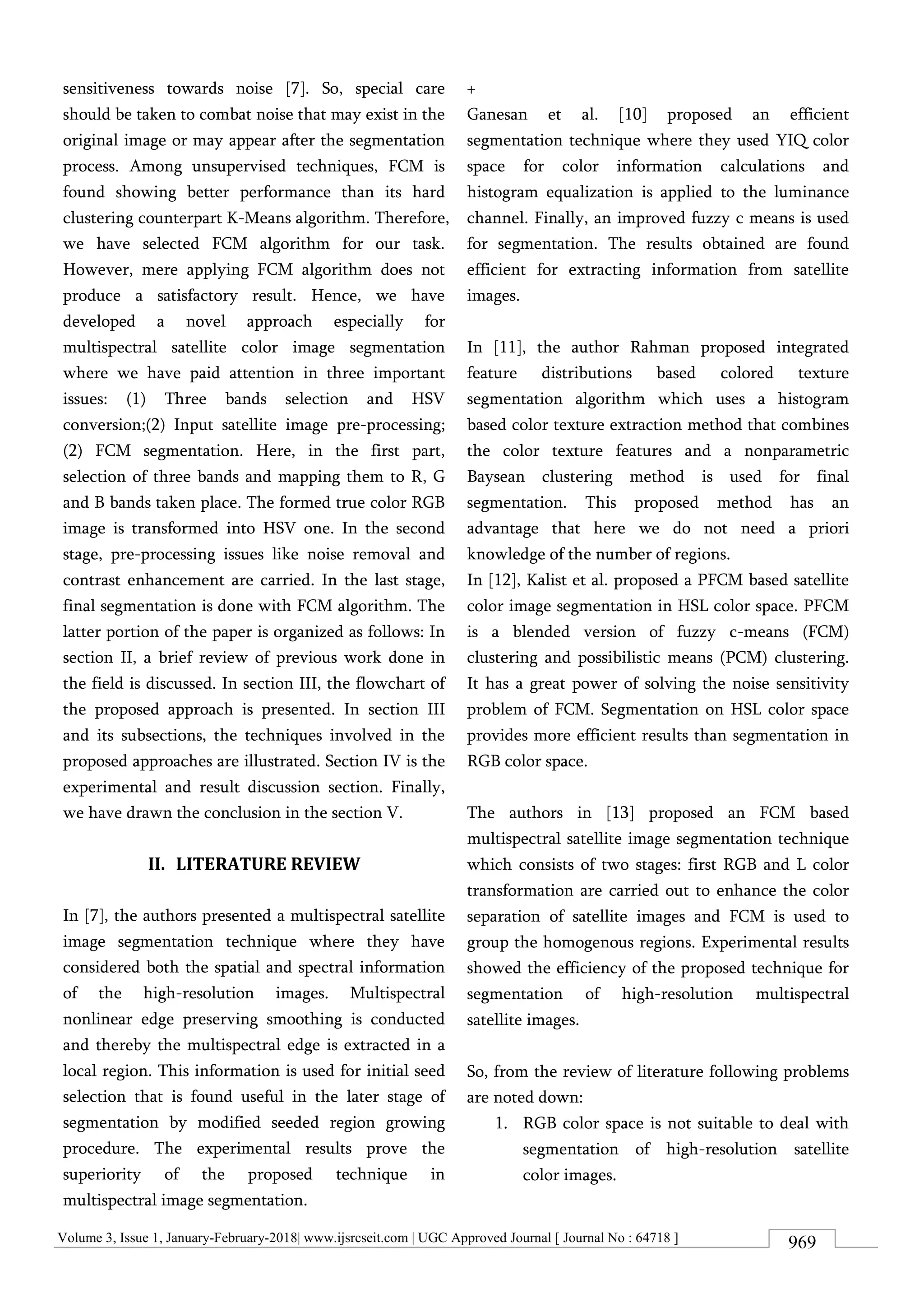 Multispectral Satellite Color Image Segmentation Using Fuzzy Based Innovative Approach | PDF ...