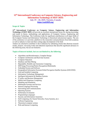 12th International Conference on Computer Science, Engineering and Information Technology (CSEIT ...