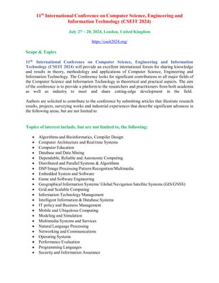 11th International Conference on Computer Science, Engineering and ...