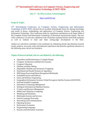 11th International Conference on Computer Science, Engineering and Information Technology (CSEIT ...