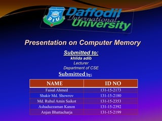 memory organization of a computer | PPT