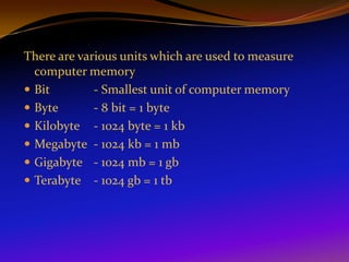 memory organization of a computer | PPT