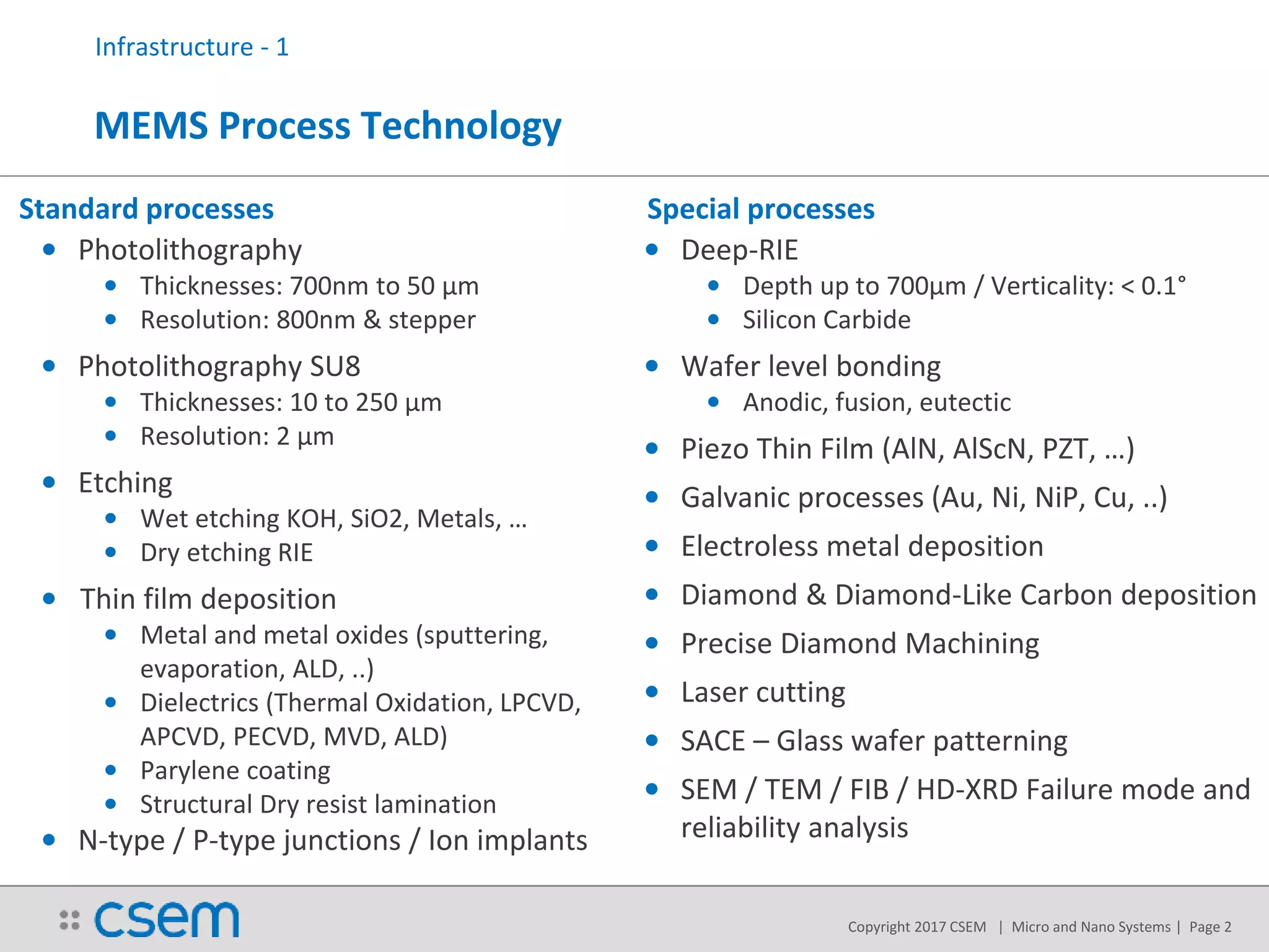 MEMS capability @ CSEM | PDF