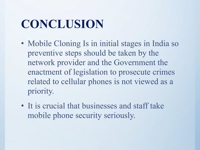 Cse mobile phone cloning ppt | PPTX | Smartphones | Consumer Electronics