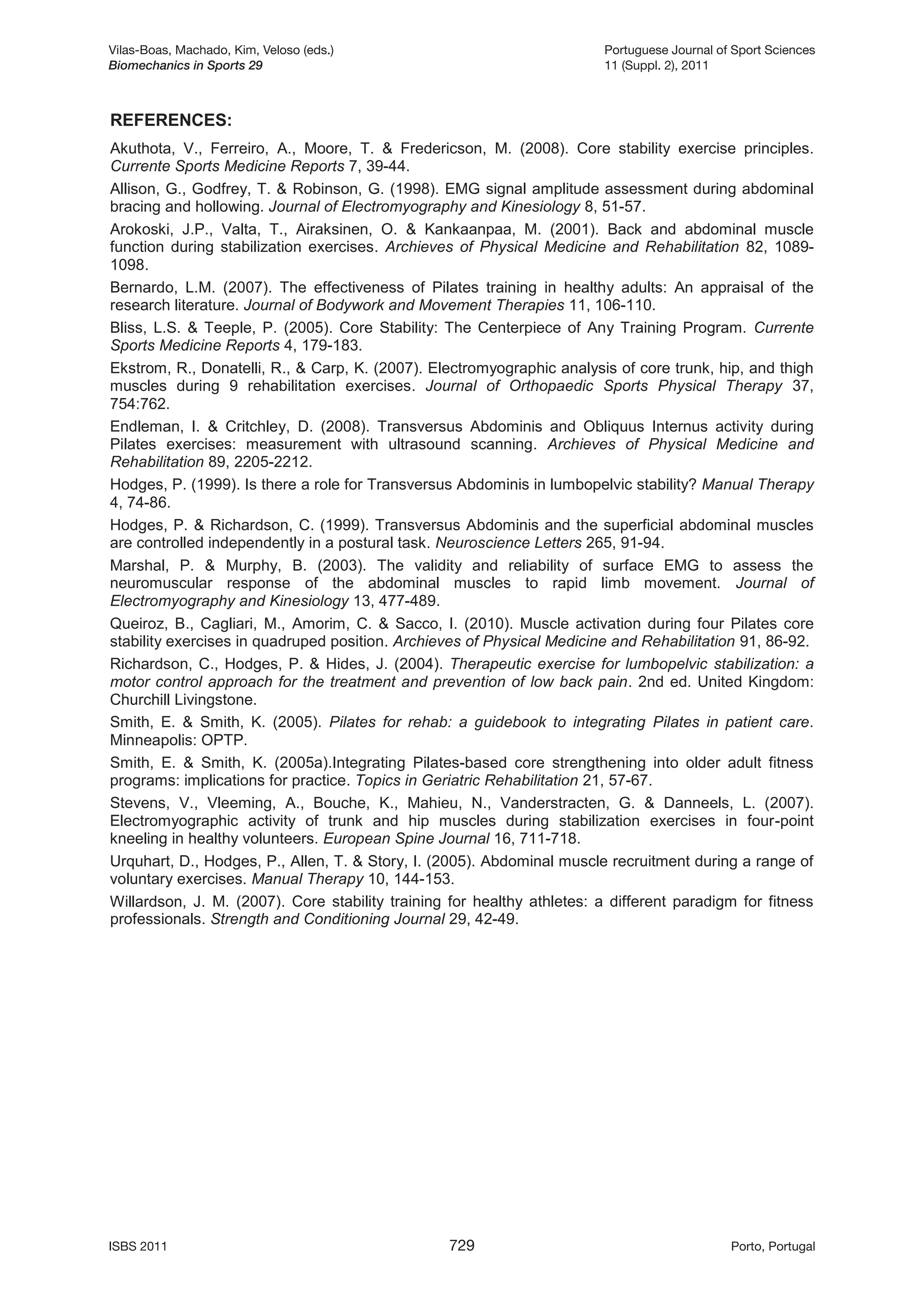EMG of the Transverse Abdominus and Multifidus During Pilates Exercises ...