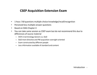 CSEP Acquisition Preparation Technical Training Course Sampler | PPT