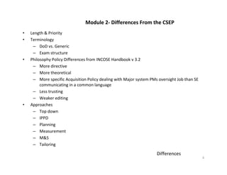 CSEP Acquisition Preparation Technical Training Course Sampler | PPT