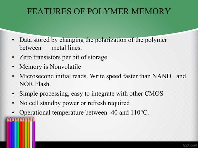 Polymer Memory ppt | PPTX | Data Storage and Warehousing | Computing