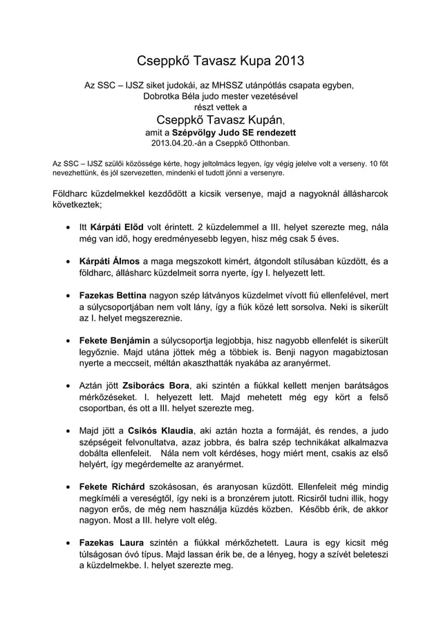 Cseppkő tavasz kupa 2013 | PDF