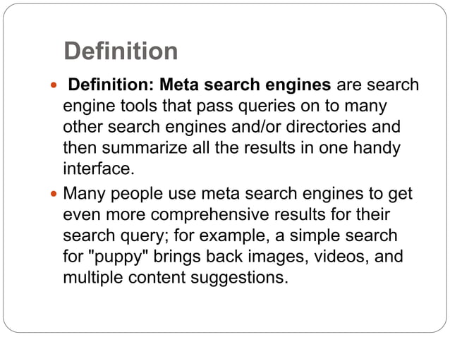 Meta search engines | PPTX | Search | Internet