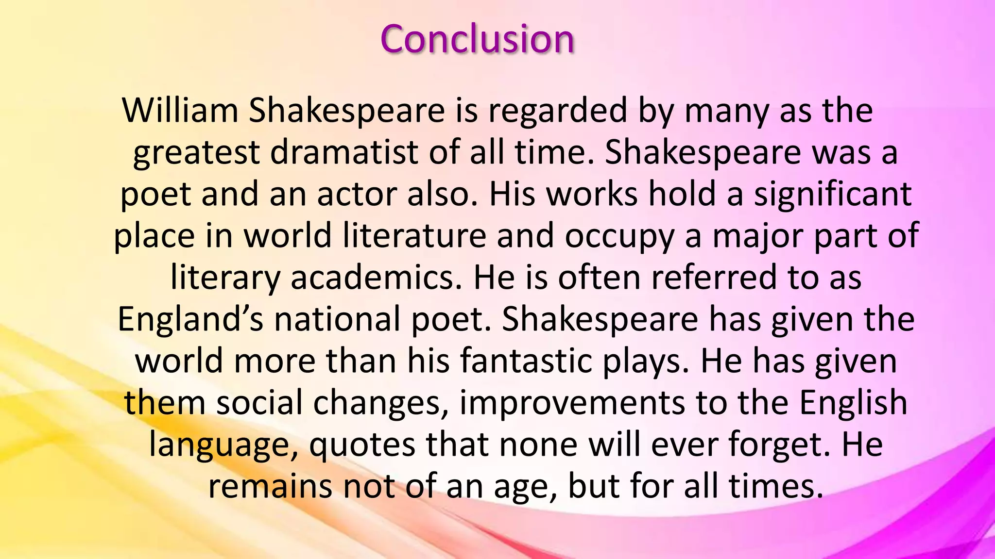 presentation on shakespeare | PPTX