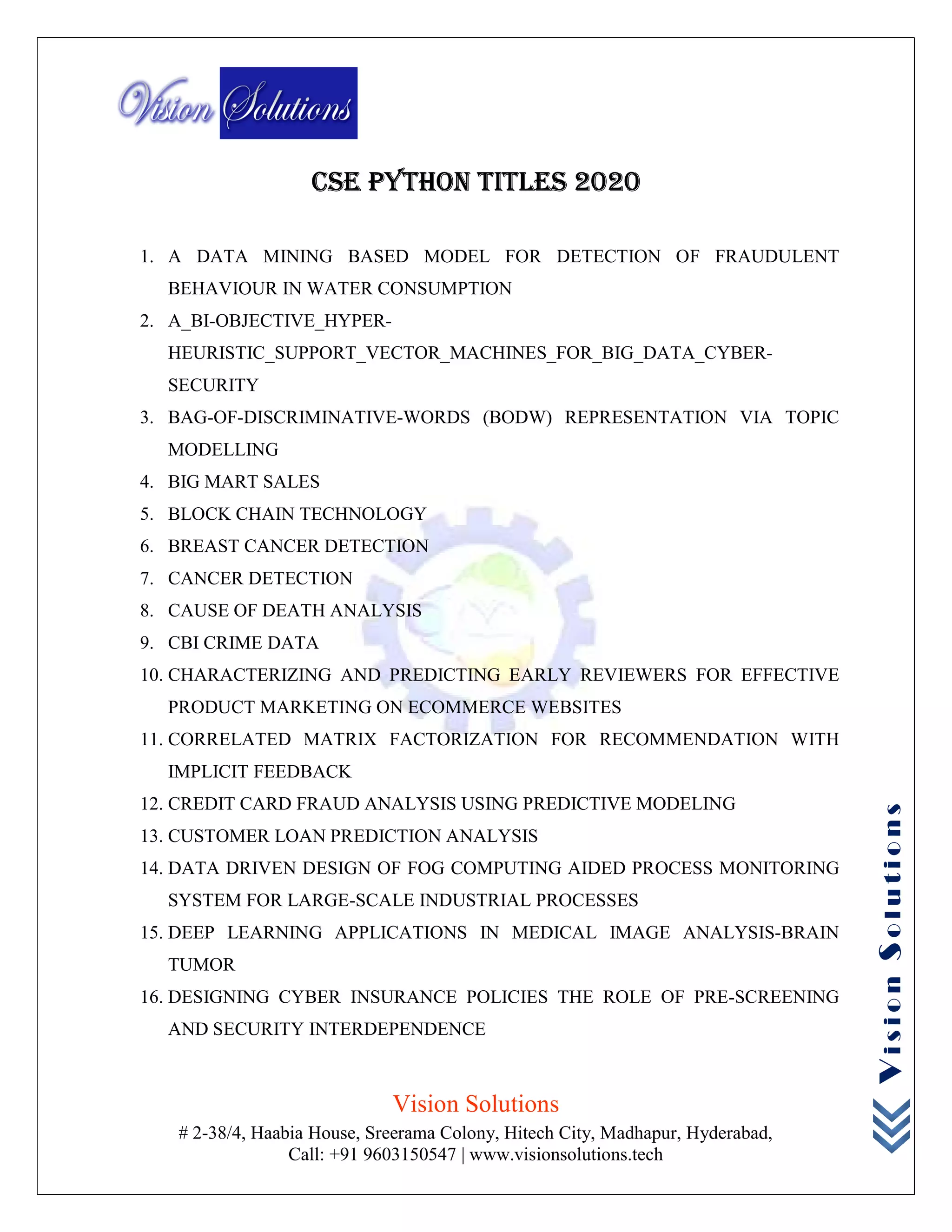 Cse python titles 2020 | PDF