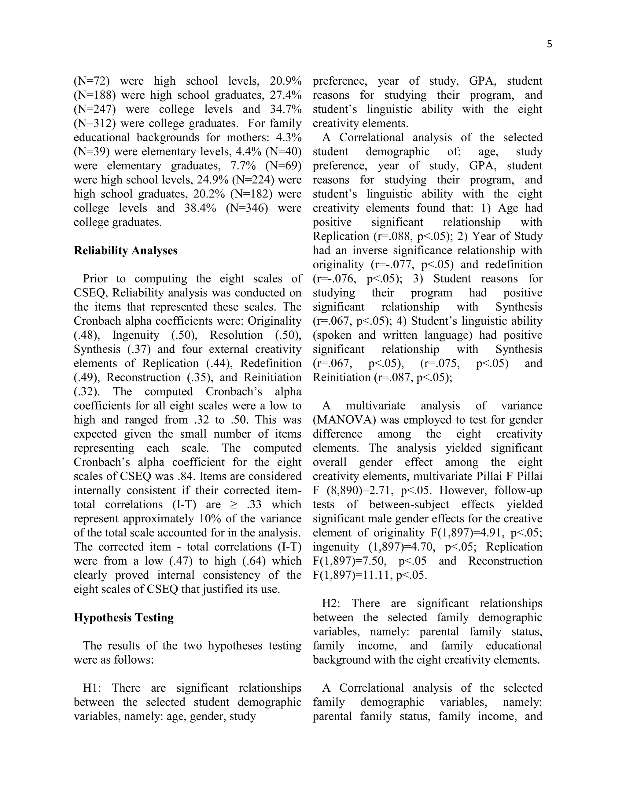 CREATIVITY SELECTED ELEMENTS QUESTIONNAIRE (CSEQ): A CREATIVE ...