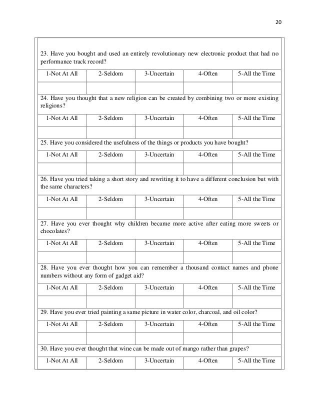 CREATIVITY SELECTED ELEMENTS QUESTIONNAIRE (CSEQ): A CREATIVE ...