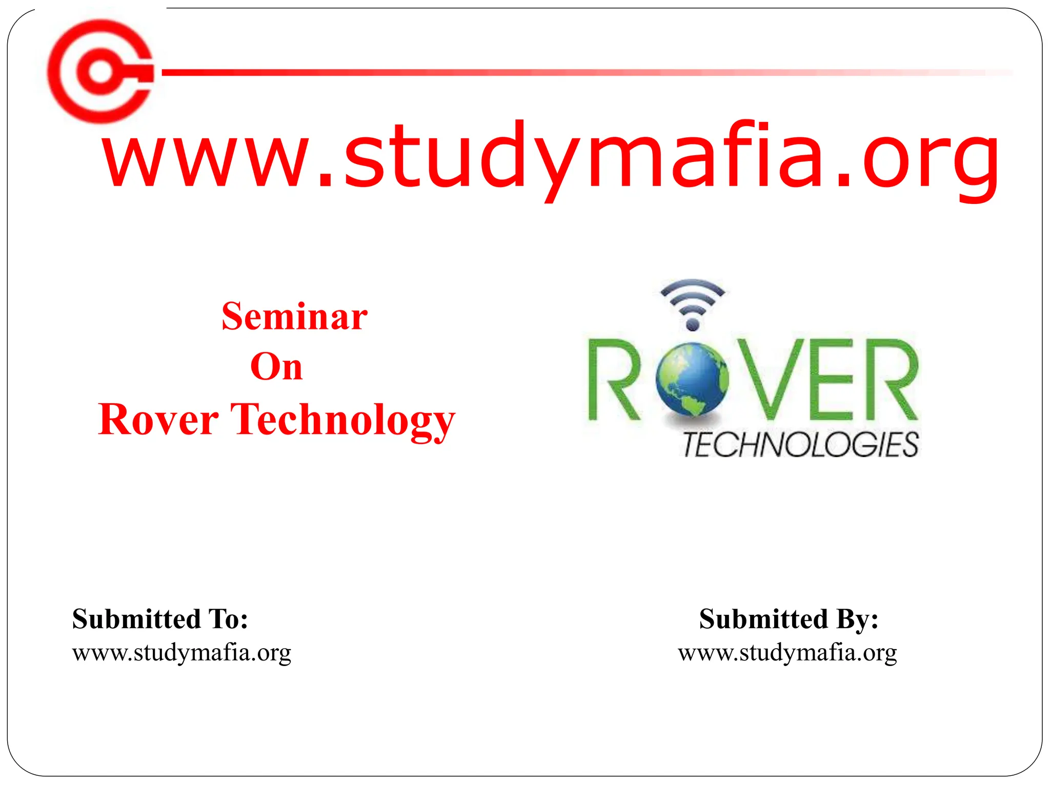 CSE Rover Technology seminar topic PPT.pptx | Cloud Computing | Internet